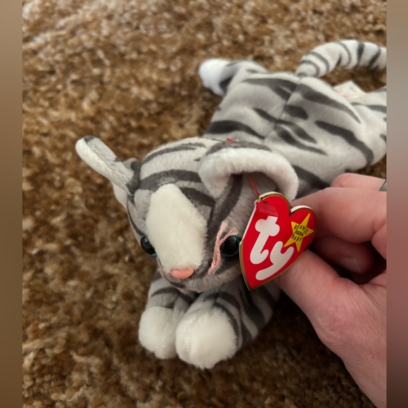Ty | Toys | Ty Beanie Baby Cat With Gray Stripes Rare Named Prance ...